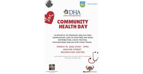 3/19 Community Health Day Event (03/14/2022) - What's New - Durham ...